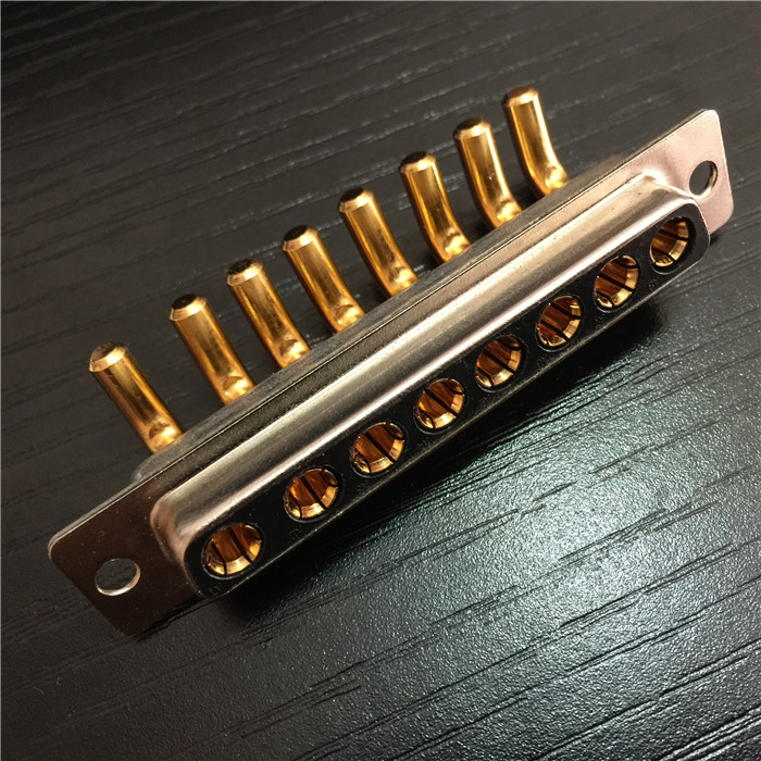 混合大电流D-SUB连接器8芯母座 混装大电源D-SUB连接器弯脚8W8座
